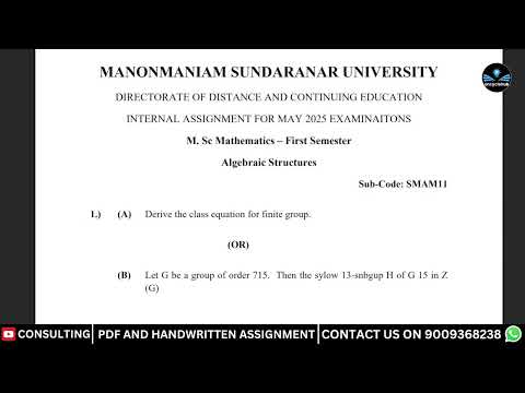 Let G be a group of order 715. Then the sylow 13-snbgup Hof G15inZ(G) M. Sc Mathematics