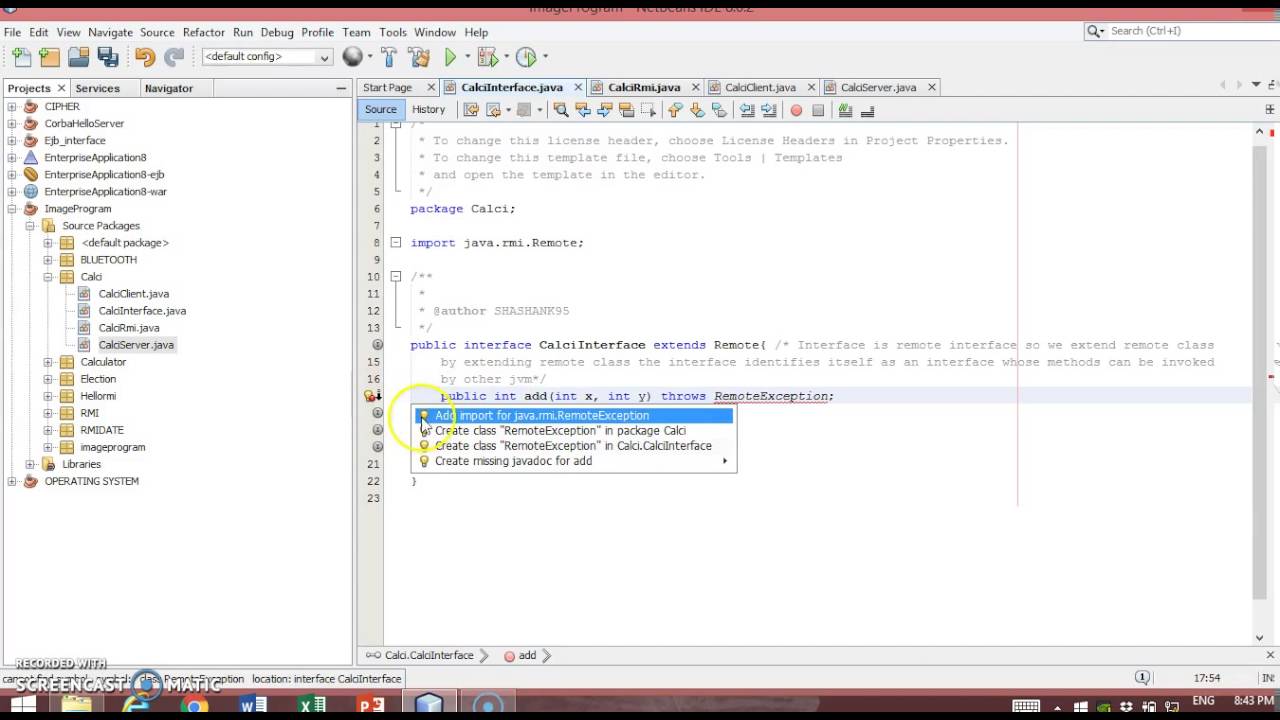 RMI Calculator using Java in Netbeans