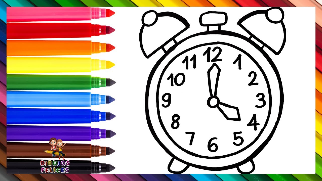 Dibuja y Colorea Un Reloj Despertador ⏰🌈 Dibujos Para Niños
