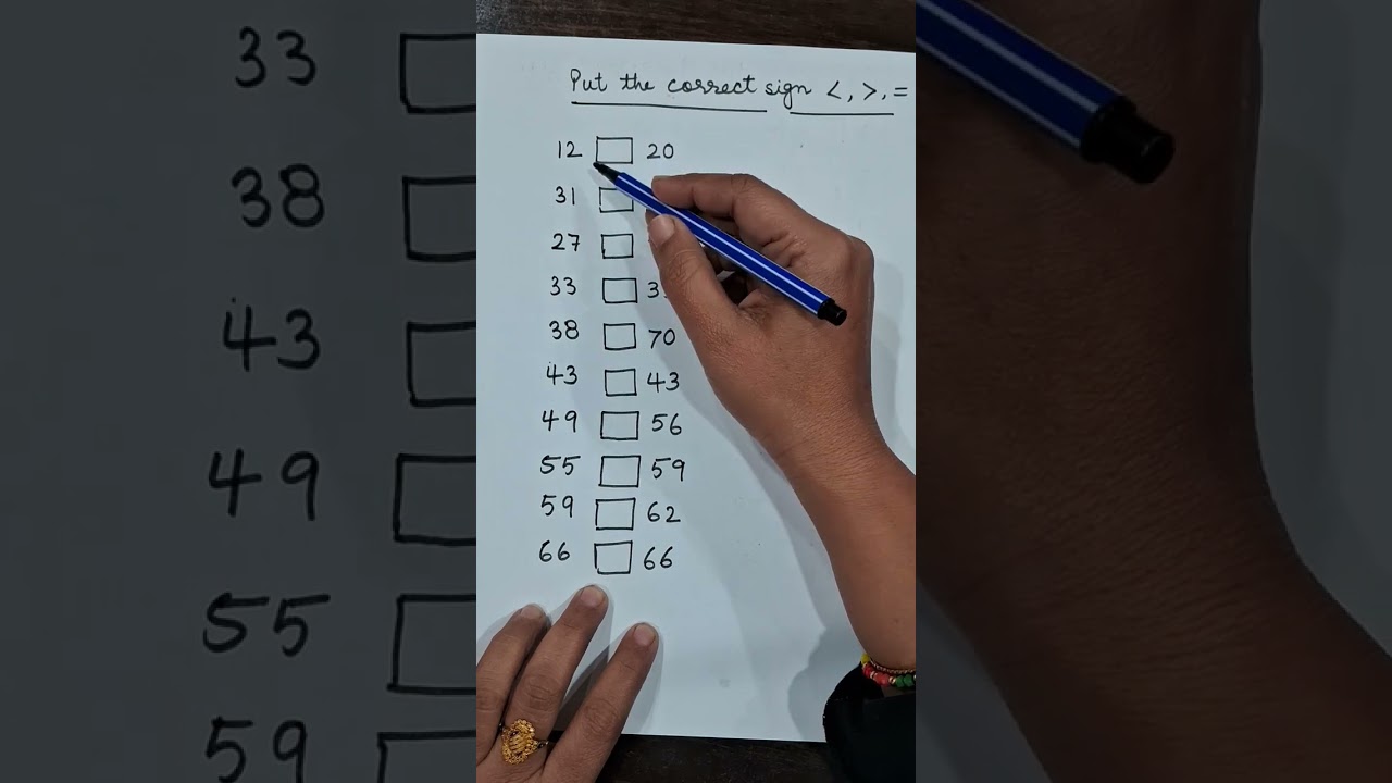 class1-2|Put the correct sign| #maths #education #mathstricks #signs #foryou #tricks #worksheet
