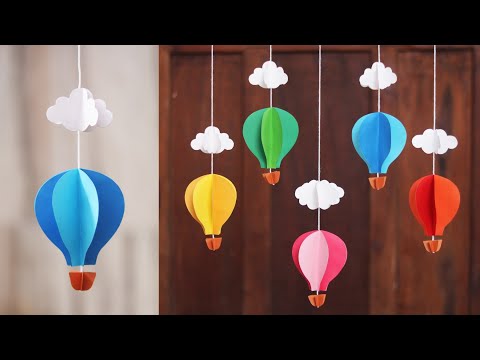 Easy 3D Paper Hot Air Balloon Craft - DIY paper wall decoration ideas