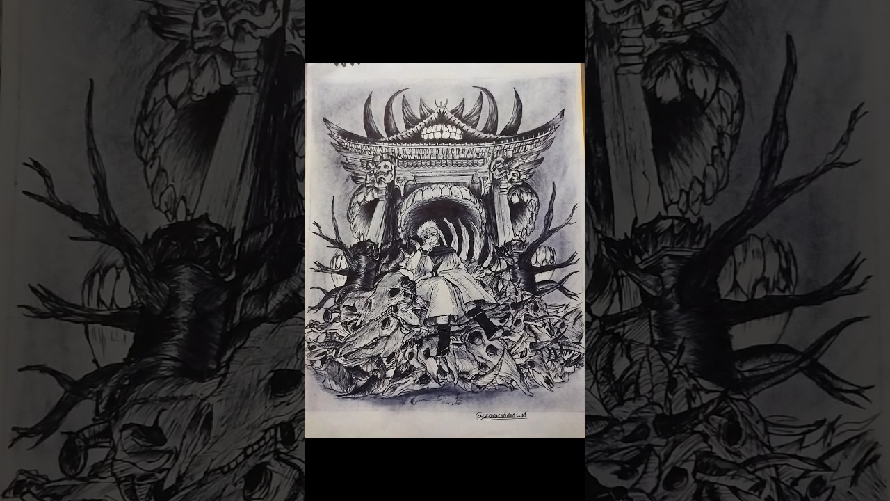 I tried drawing Sukuna's Malevolent Shrine ⛩️🗿 #domainexpansion #sukuna