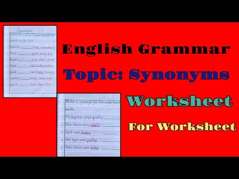 English Grammar/Synonyms Worksheet