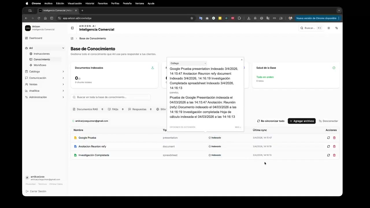 Arizon AI - OAuth Sensitive Scopes Demo - Knowledge Base Integration