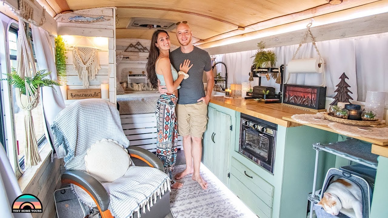 Couple Converts Shuttle Bus Into a Pet-Friendly Tiny Home on Wheels ...