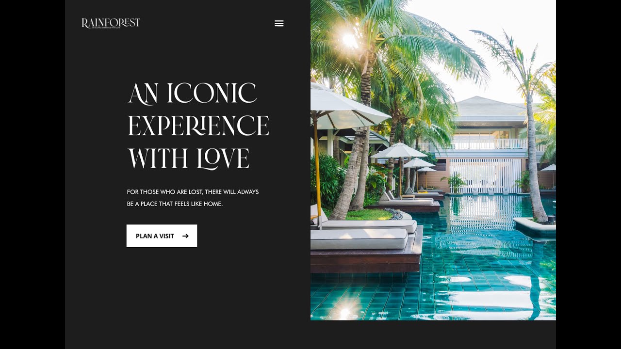 Rainforest spa and resort website scroll animation