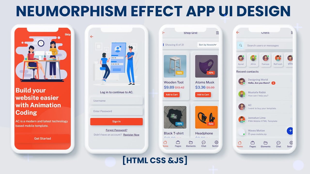 Neumorphism Effect App UI Design HTML CSS & JS | Neumorphism Mobile App Design | Neumorphism Effect