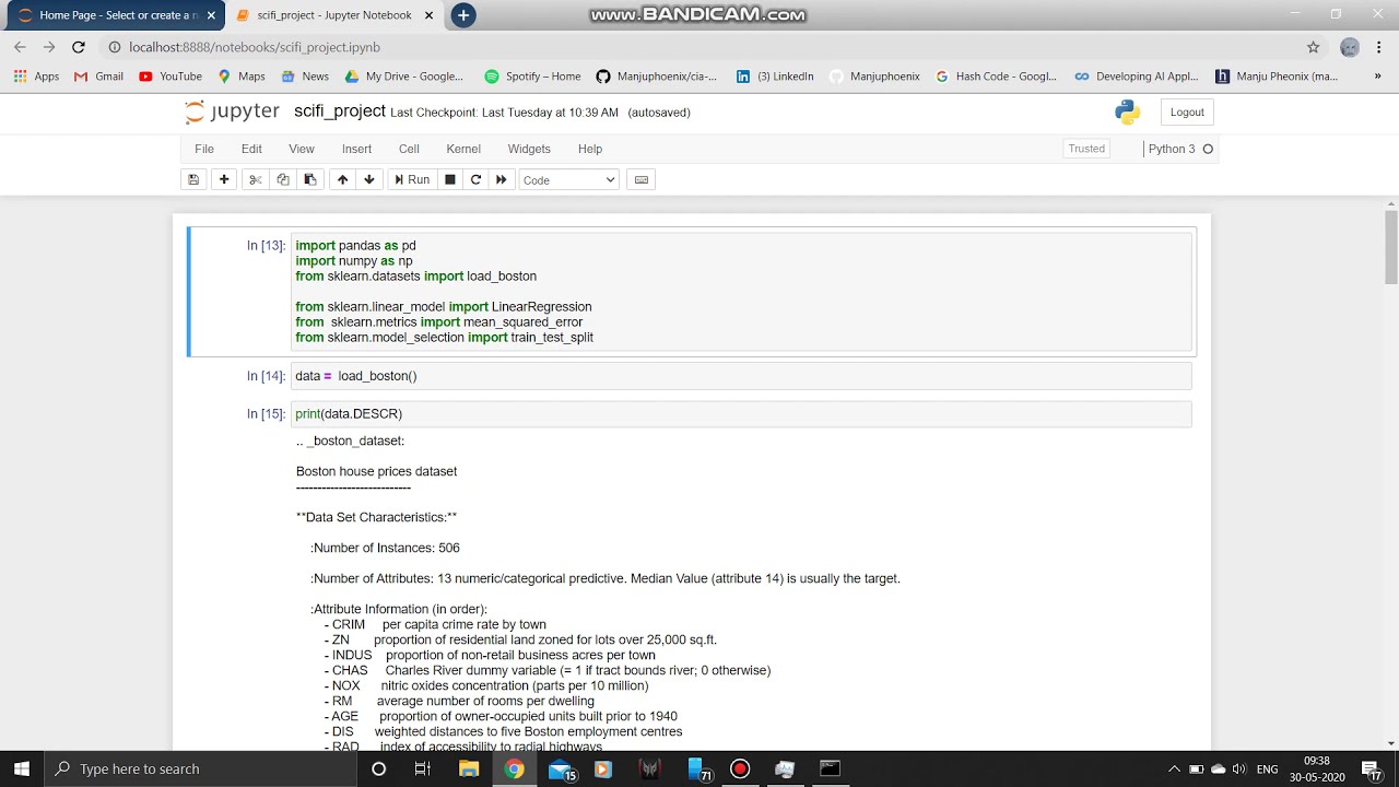 Machine learning model using simple linear regression on boston house price dataset