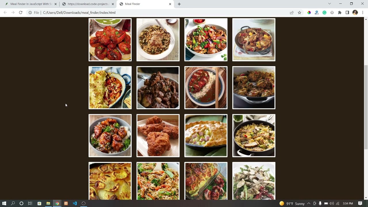 Meal Finder In JavaScript With Source Code | Source Code & Projects