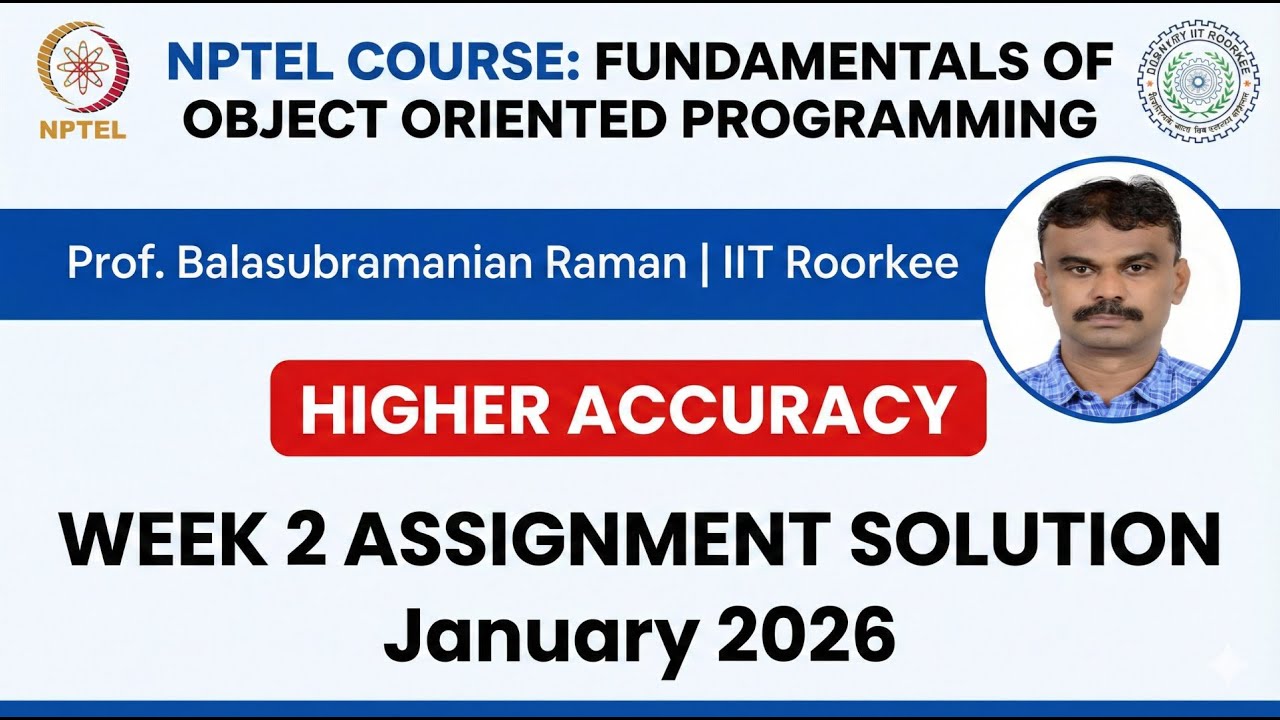 NPTEL Fundamentals of Object Oriented Programming Week 2 Assignment Solution | Jan 2026 IIT Roorkee