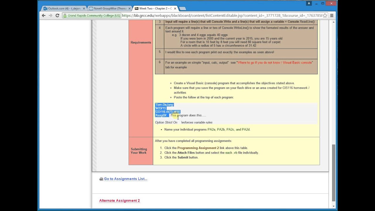 CIS116 Writing Your First Program