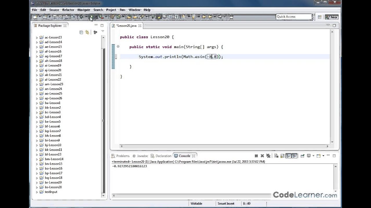 Mastering Java Programming 2 (Section 20 -aSin, aCos, and aTan)