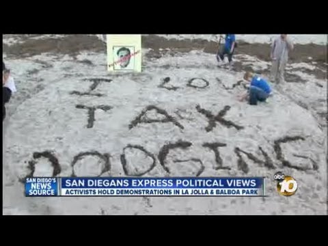 Political activists hold demonstrations in La Jolla, Balboa Park