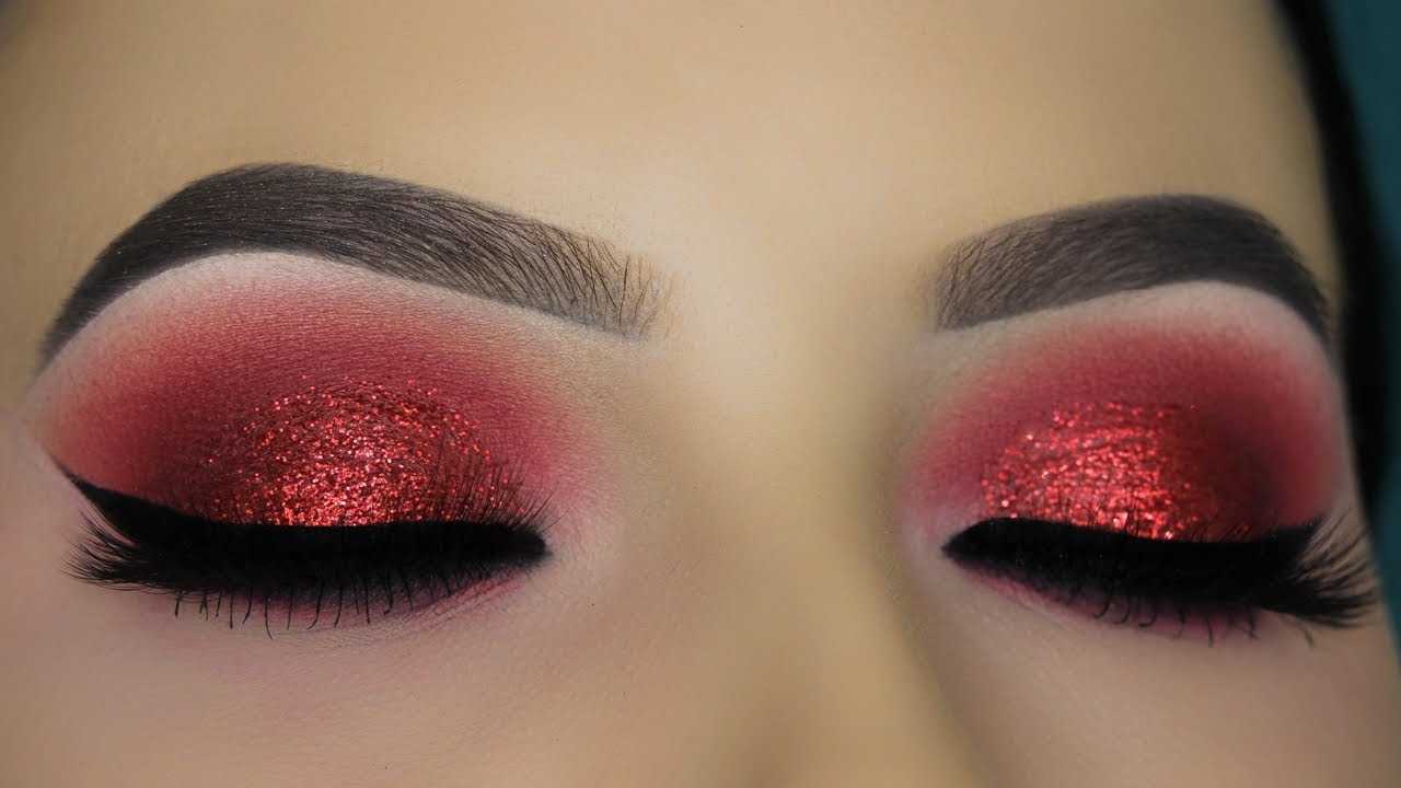 Red Glitter Smokey Eye Tutorial