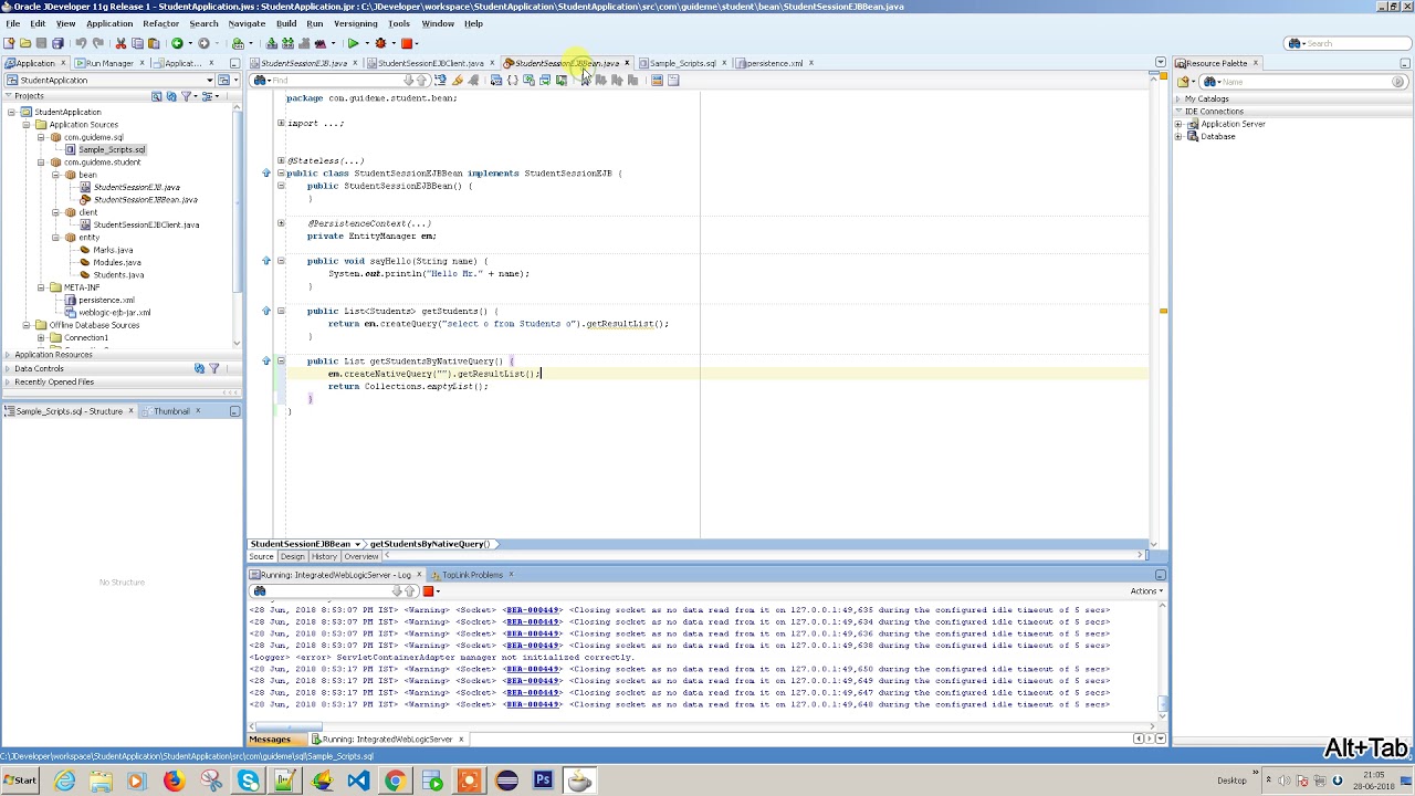 Java EJB - Working with EJB Native Queries