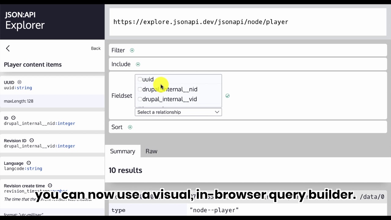 A demo of Drupal 8's JSON:API explorer