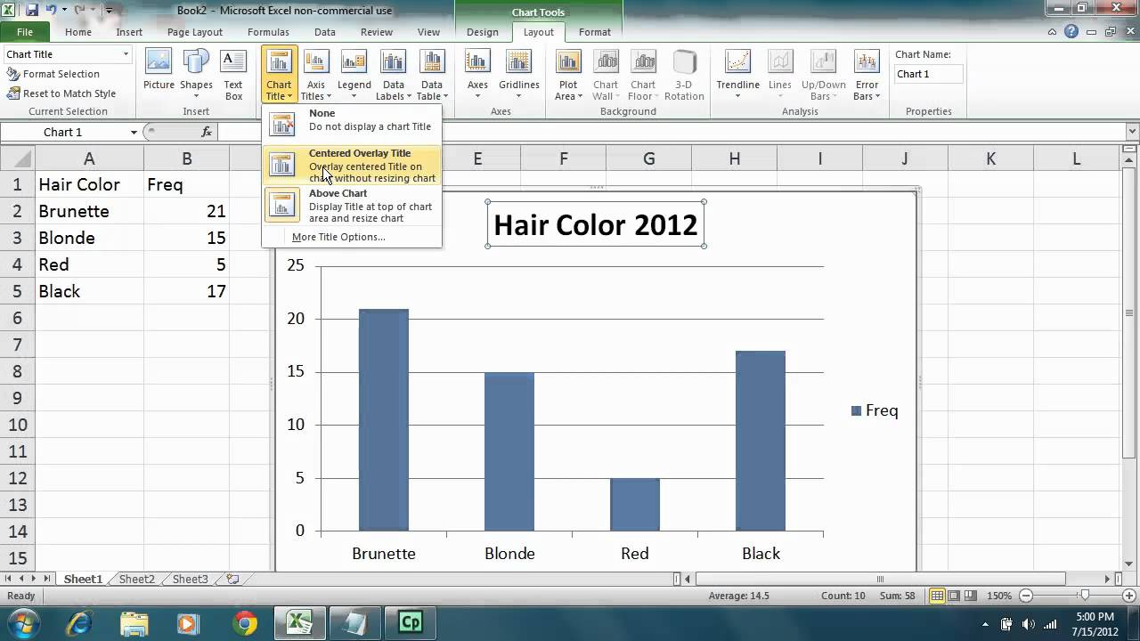 Statistics - Excel 2010 - Qualitative Data - Creating Bar Graph