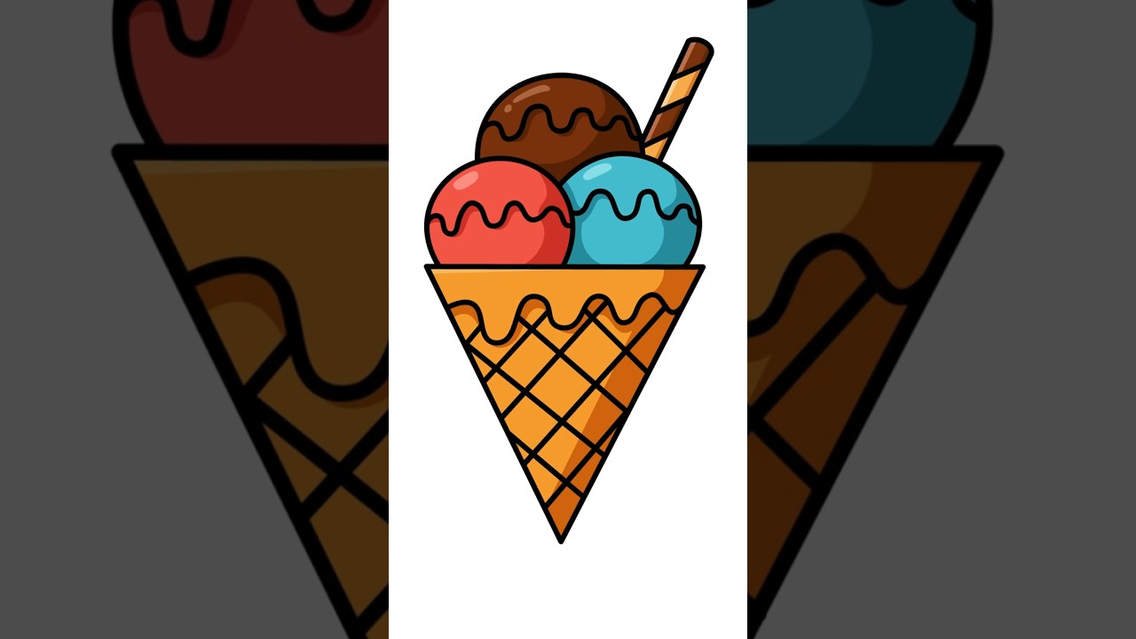 super easy ICE CREAM Drawing Tutorial for kids