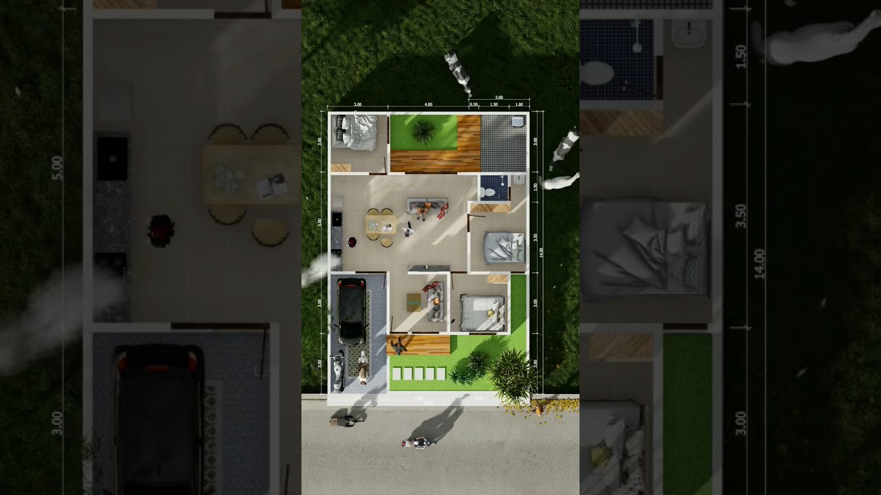 Denah Rumah 10x14 Meter 3 Kamar Tidur 971#homedecor #rumahminimalis #dreamhome #jasadesainrumah