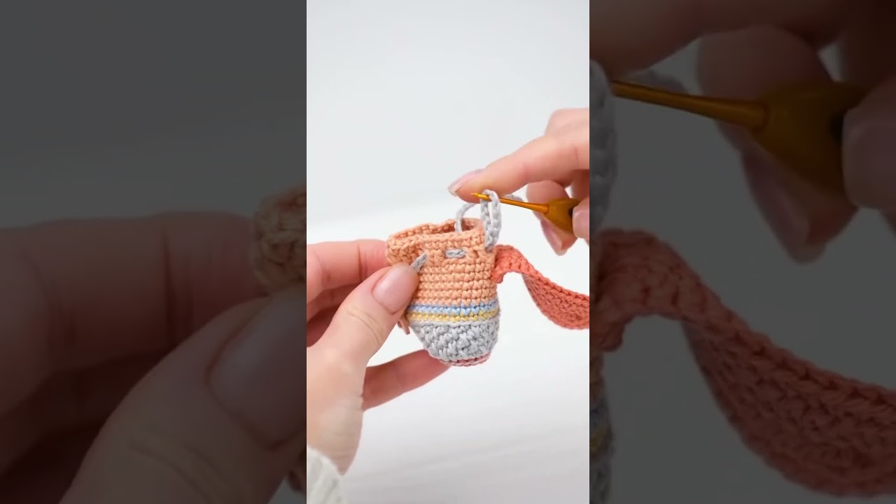 Crochet Masterpiece: The Adorably Tiny Mini Backpack! #crochet#handmade #knitting