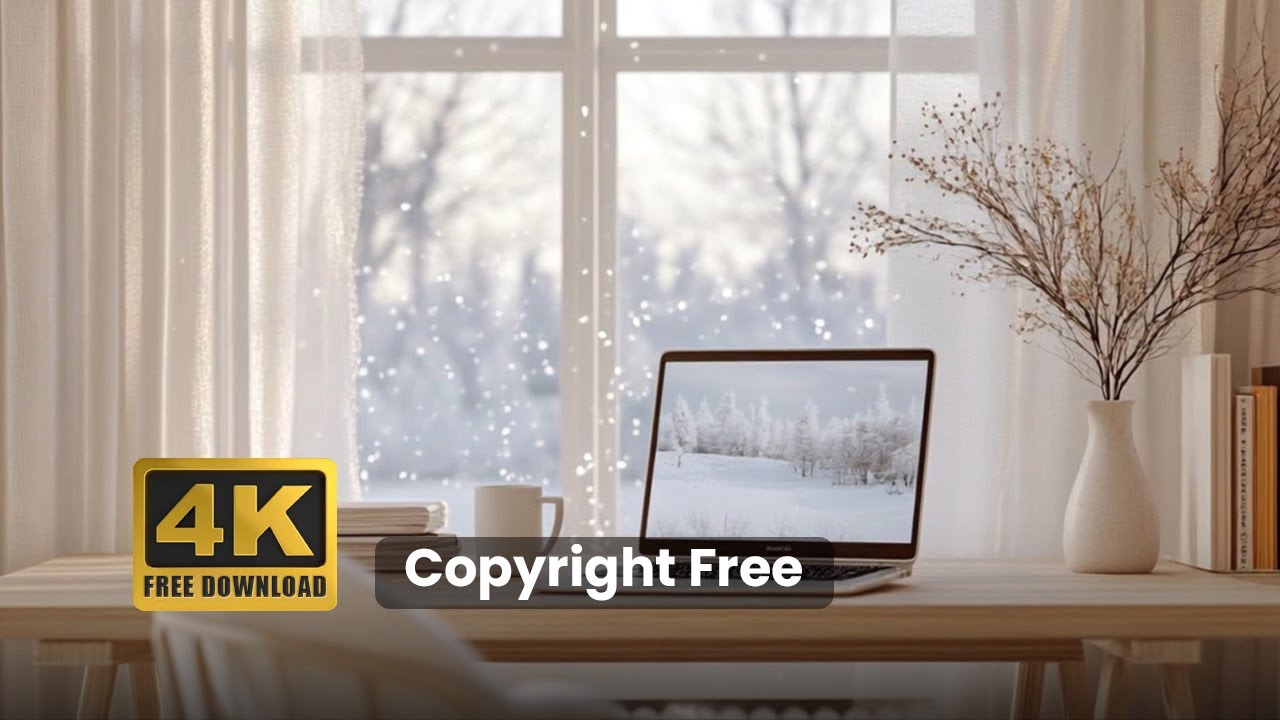 Cozy Winter Work Desk Aesthetic  Free Commercial Use Background
