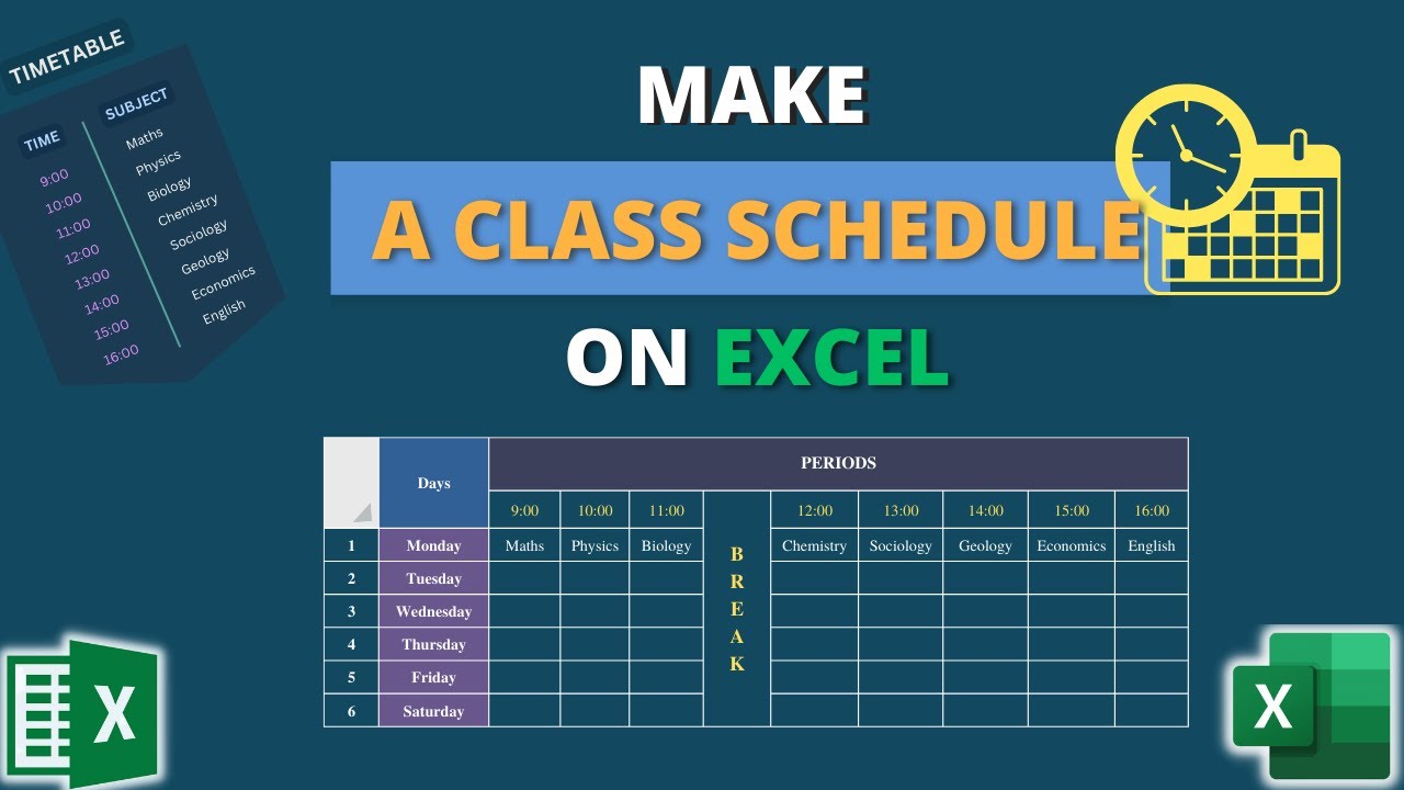 How to Create a Class Schedule in Excel
