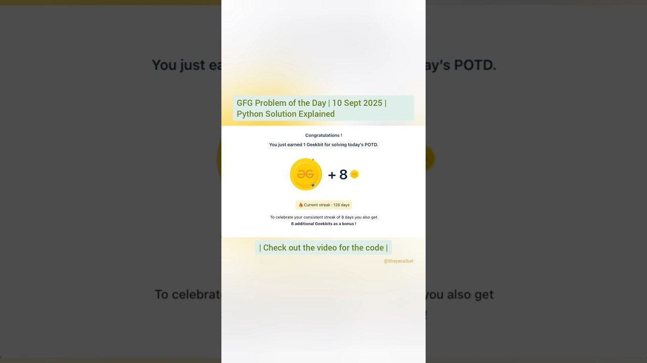 GFG Problem of the Day | 10 Sept 2025 | Python Solution Explained #dsa #coding #geeksforgeeks #code