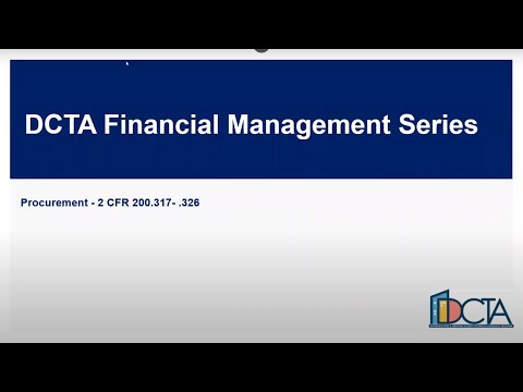 DCTA Financial Management: Procurement – §2CFR Part 200.317-326