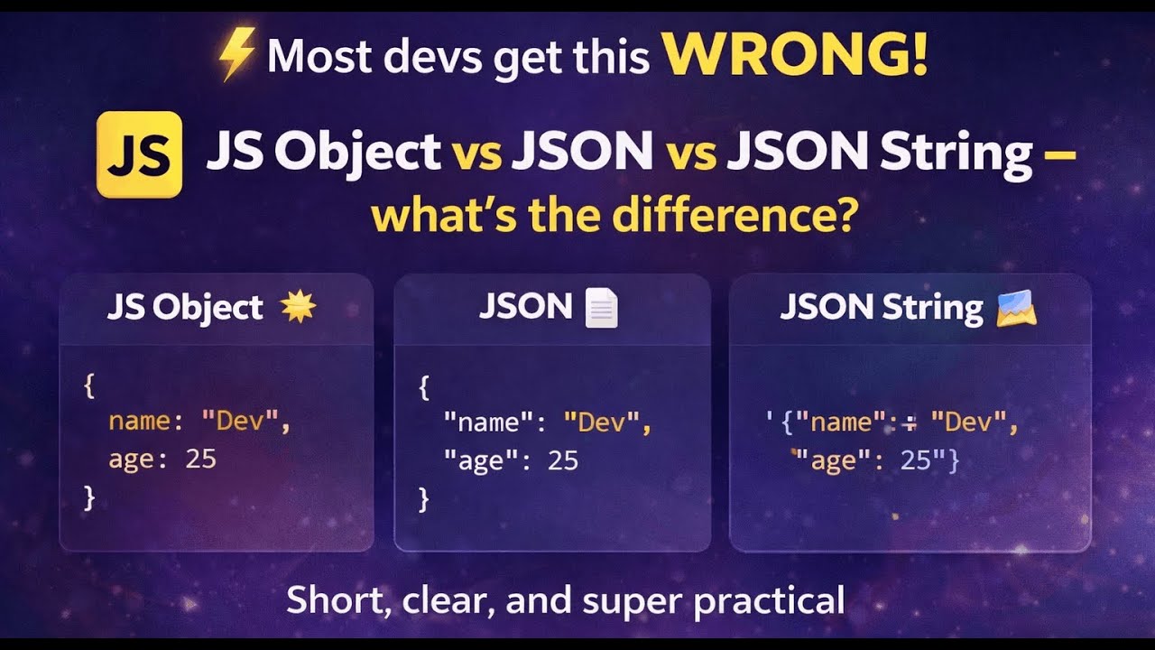 Most Devs Confuse This: JS Object vs JSON vs JSON String