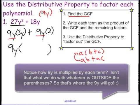 Factoring Polynomials Using GCF and Distributive Property