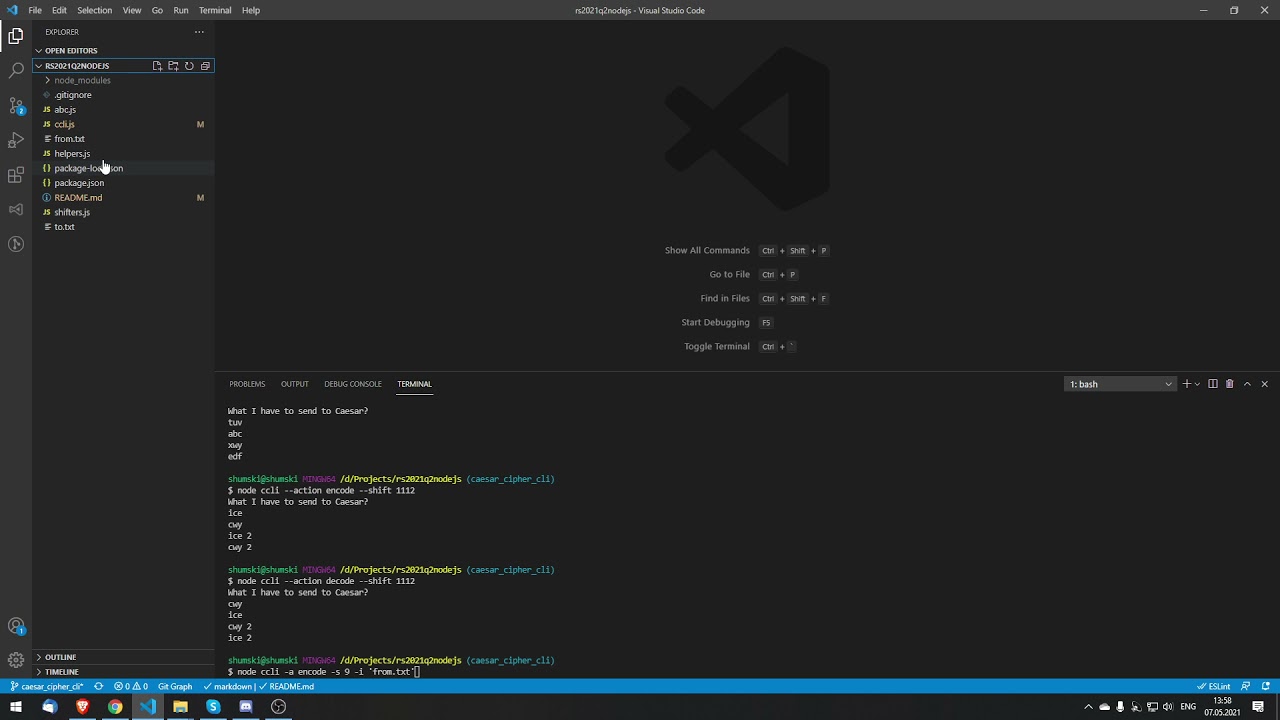 Caesar cipher cli tool self test