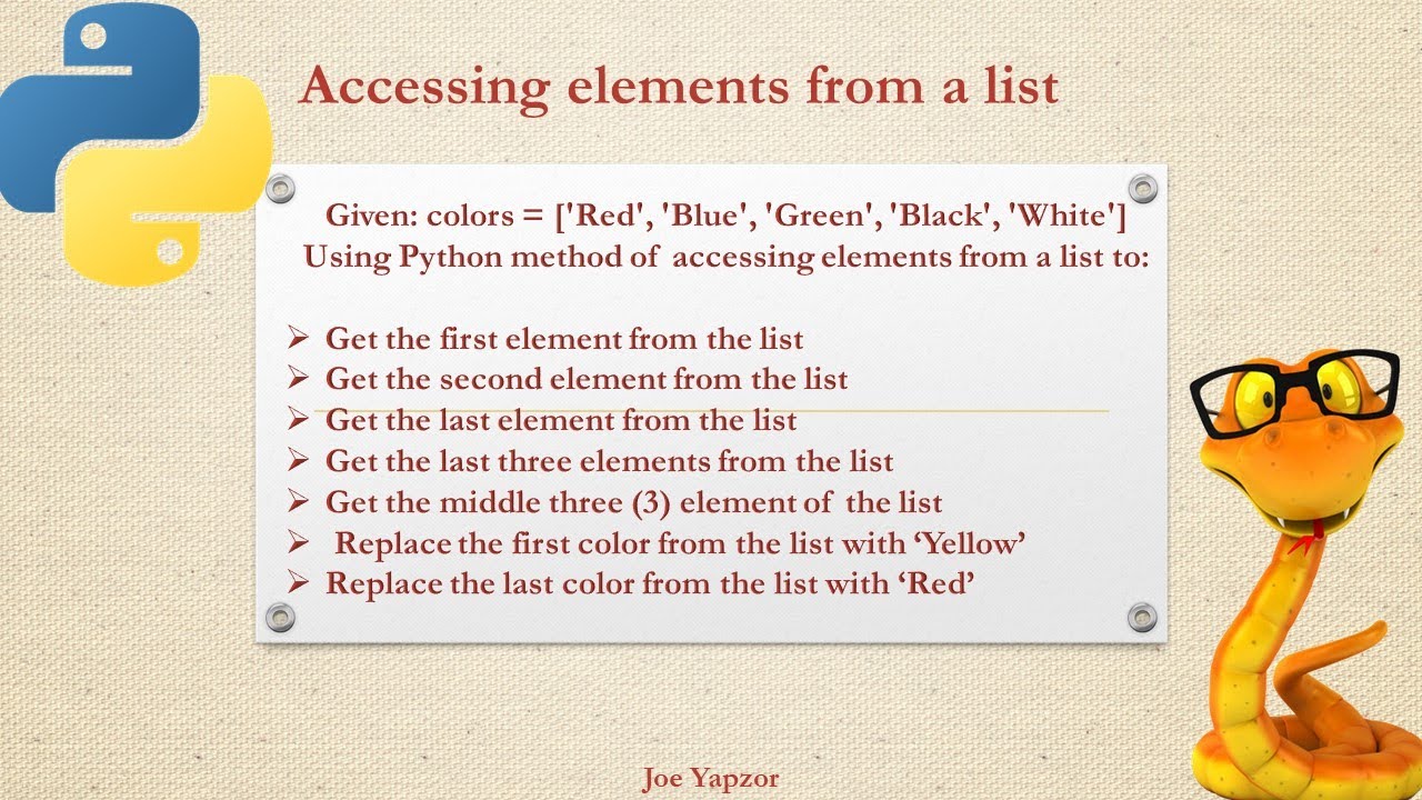 How to Access List Elements in Python 3  for Beginners and Replace - [Python Beginners Exercises]