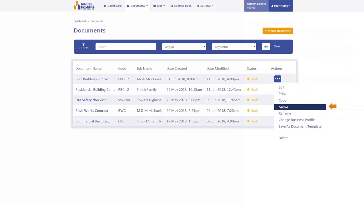 eDocs tutorial Part 8 Document menu actions