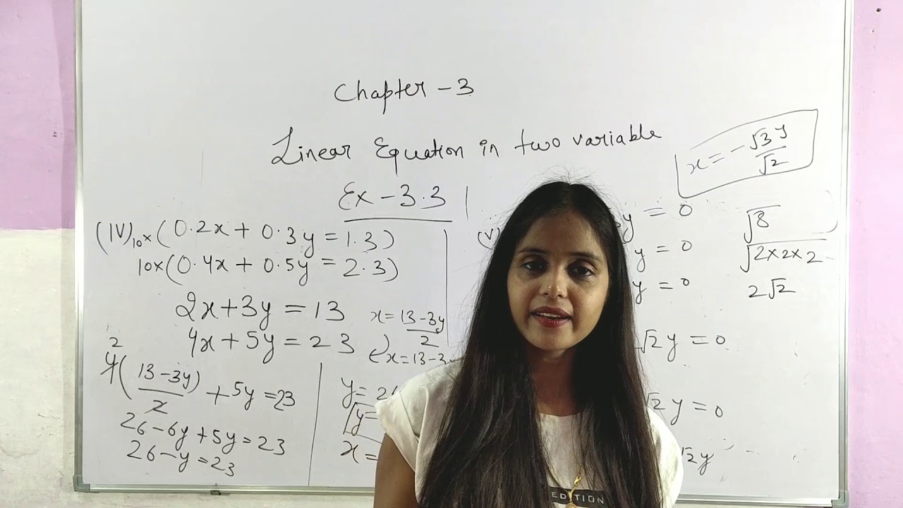 Ex 3.3 Solutions Chapter 3 Substitution method || Algebraic Method to Solve Pair of Linear Equations