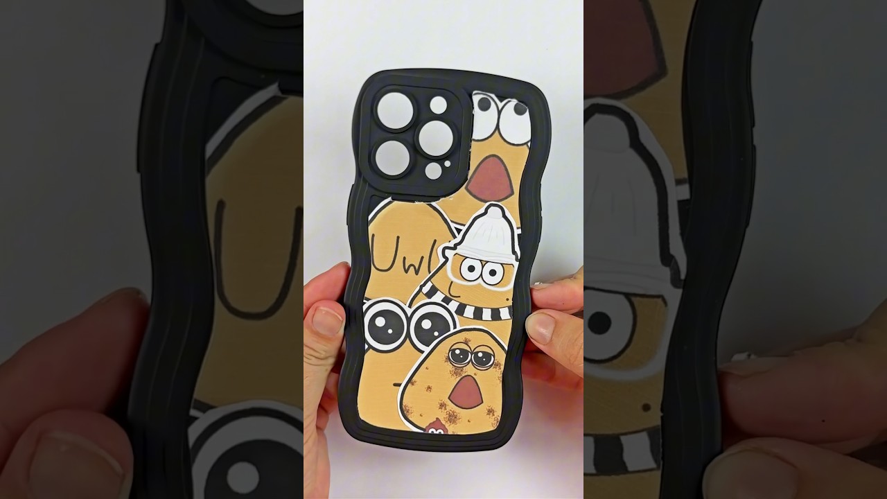 Pou mobile cover black #viral #art #pou #papercraft