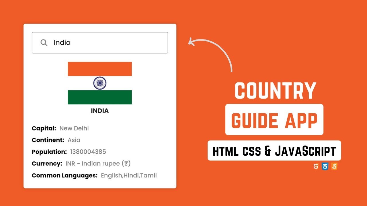 Country Guide App in HTML CSS & Javascript | Country Guide App in Javascript | Rest Countries Api