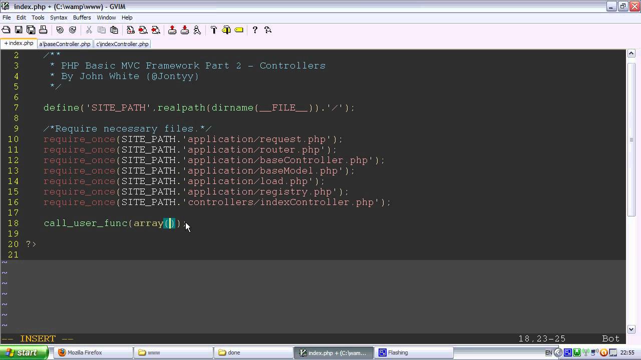 PHP Basic MVC Framework Part 2 - Controllers
