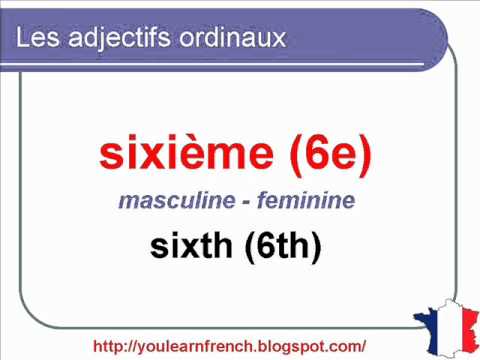 French Lesson 107 - Ordinal Numbers - Adjectifs Numéraux Ordinaux ...