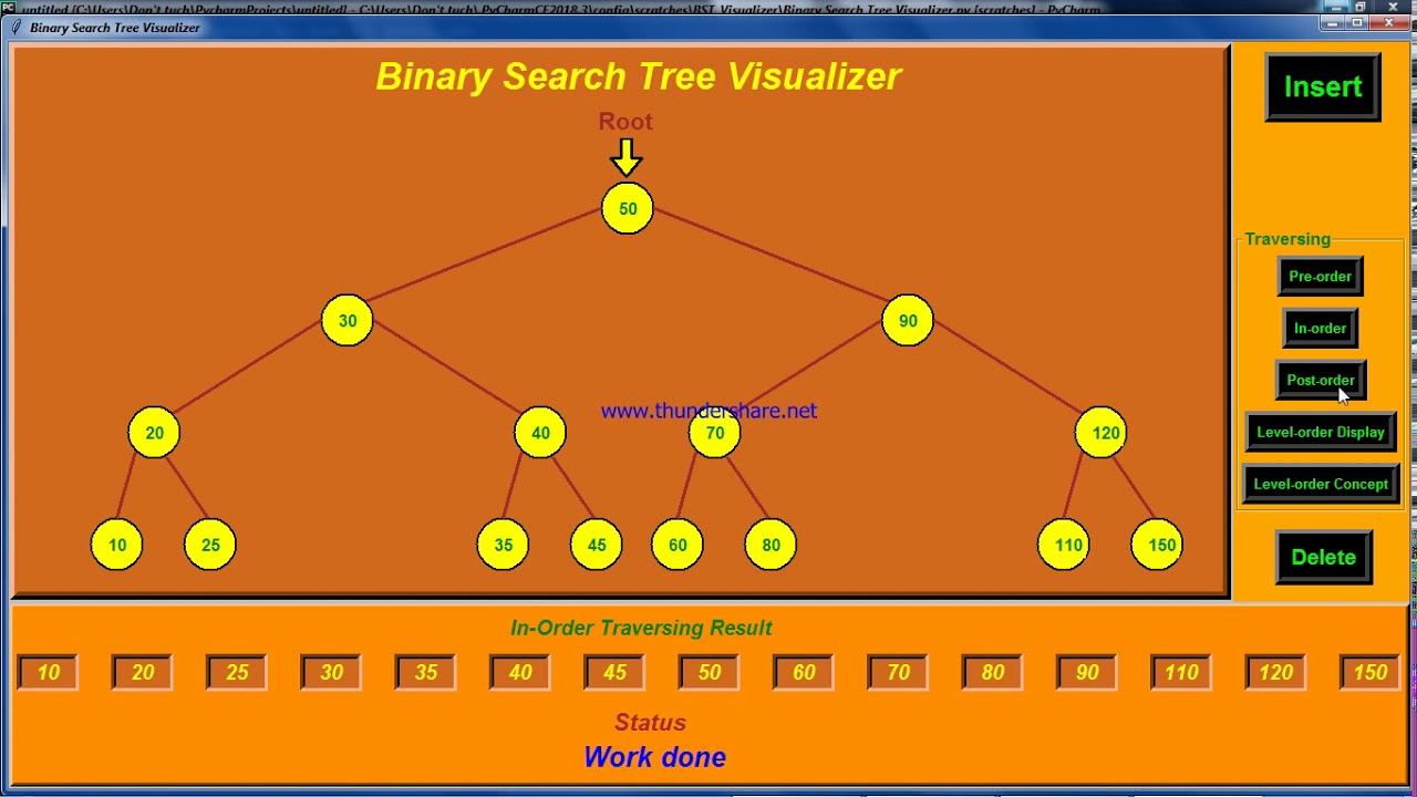 Binary Search Tree(BST) Visualizer using Python by Tkinter.