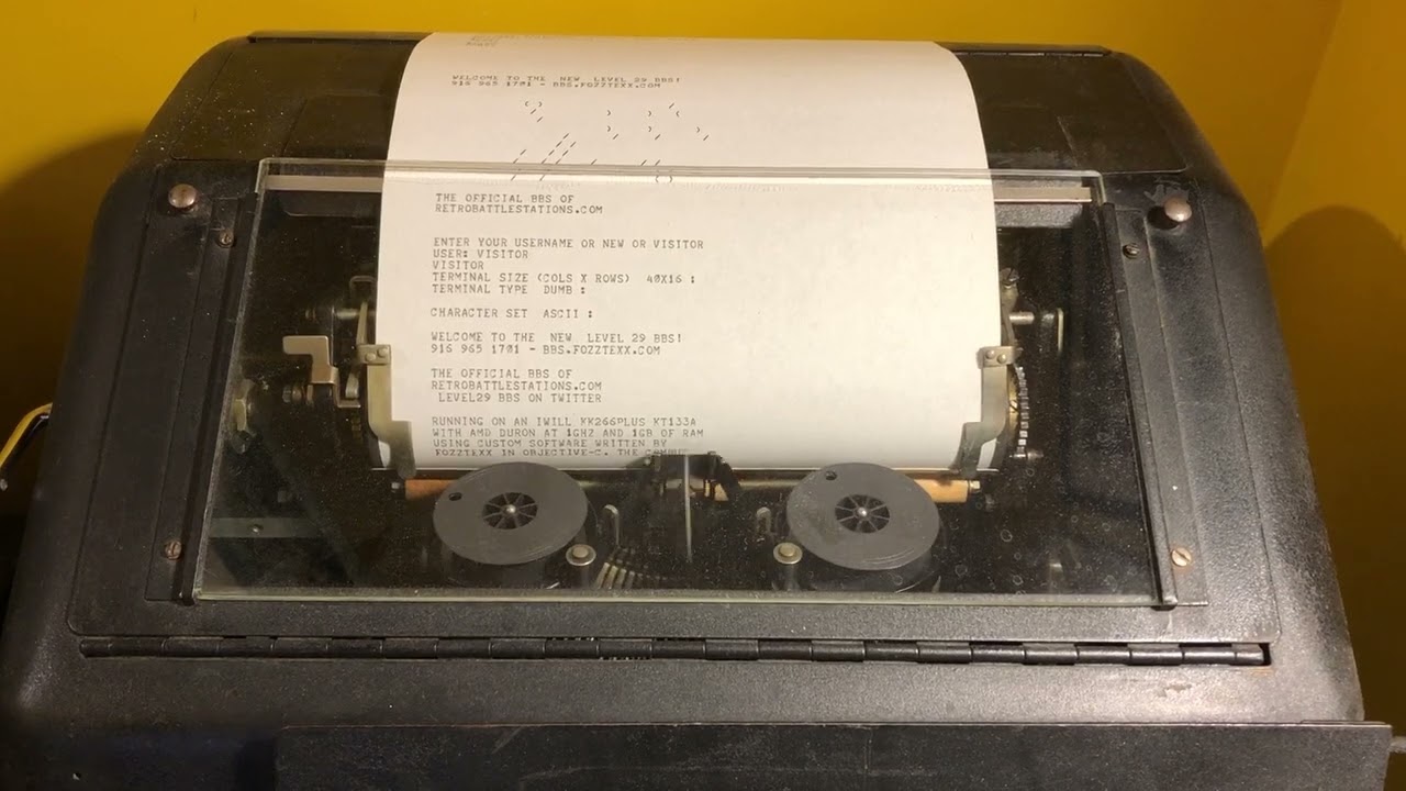 Teletype M19 from 1945 trying to log into RetroBattlestations'  BBS