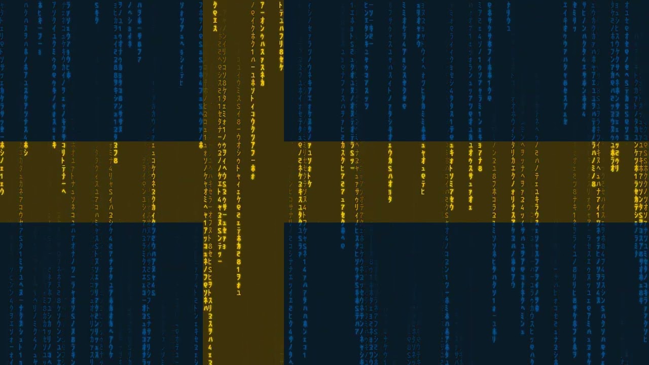 Sweden Flag Matrix Rain Style Digital Stock Illustration | Motion background | Screen Saver