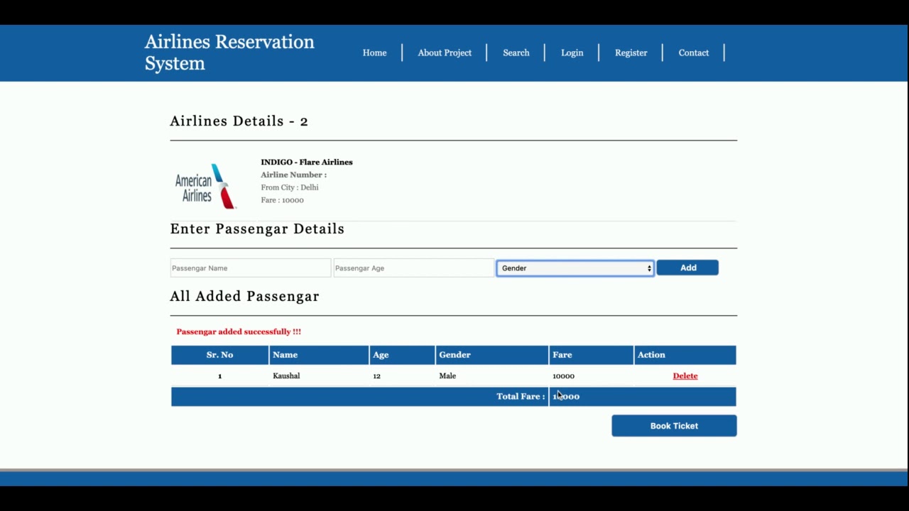Python Django And MySQL Project on Airlines Reservation System
