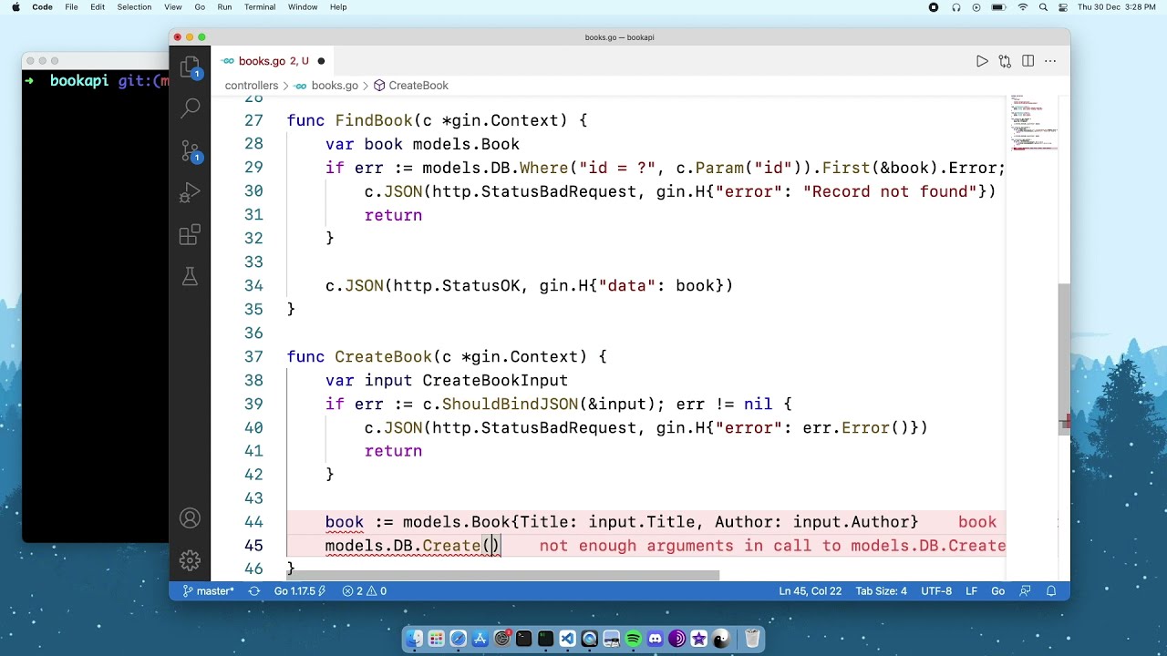 Golang: bookstore rest api using gin and sqlite3