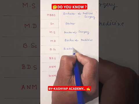 Full form of MBBS, Dr, MS, MD, BSc, BDS, ANM, GNM | Meaning of MBBS #mbbs #anm #gnm #kashyapacademy