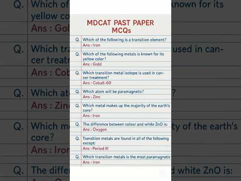 "Top 10 MDCAT Chemistry MCQs | Past Paper Quiz 🔥 #shorts"#neet