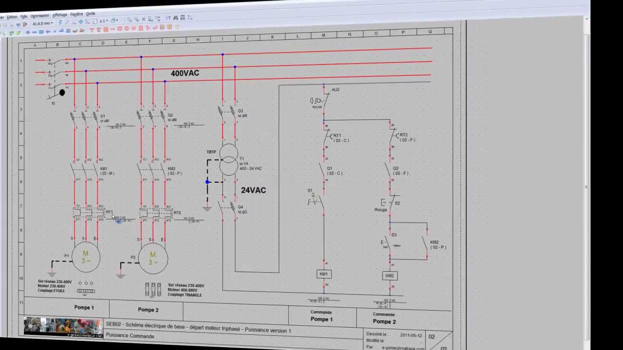 SEB02-Schéma électrique - départ moteur triphasé démarrage direct - puissance version 1