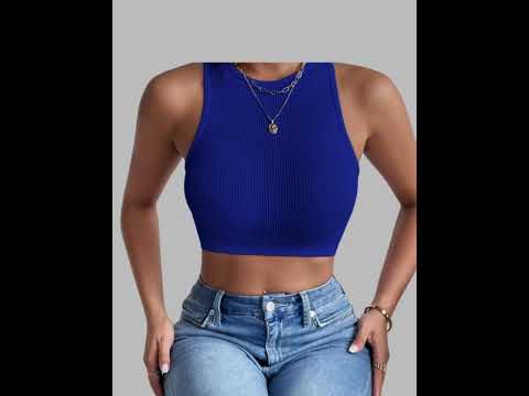Solid Ribbed Crop Top for Women â Casual Sleeveless Summer Fit