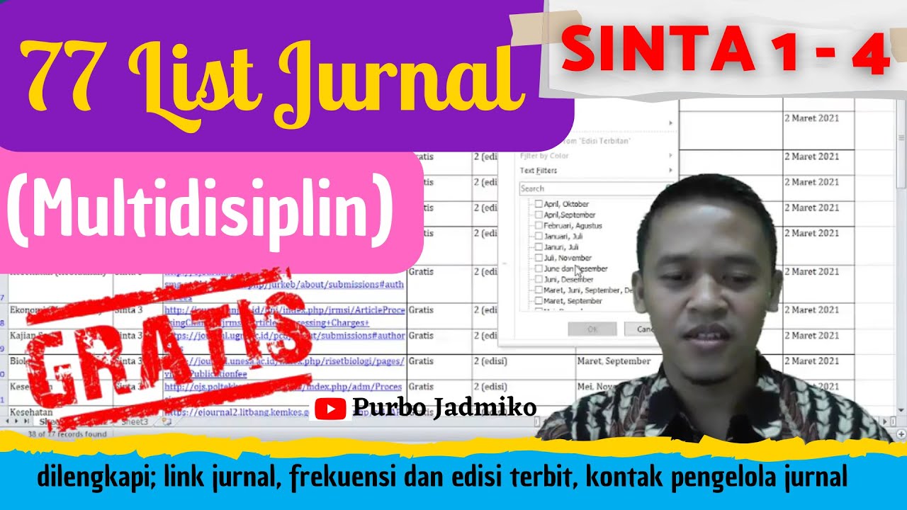 77 DAFTAR JURNAL SINTA 1 - 4 GRATIS MULTIDISIPLIN #jurnalsintagratis #jurnalmultidisiplin