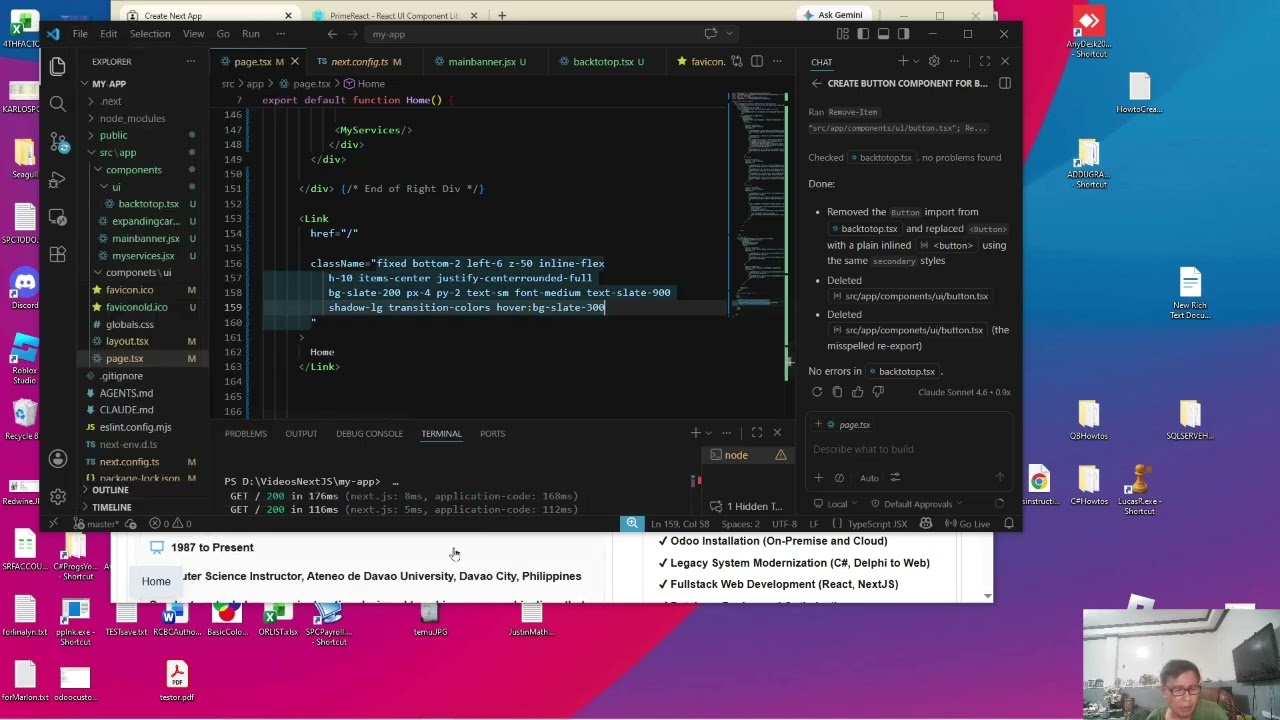 06 Next js Tutorial Using Link as Buttons + Animated Back to Top Button