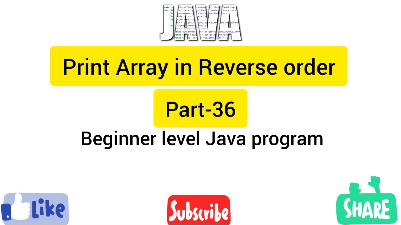 Print Array in Reverse order Java program for beginner level part 36 Easy Learning Genius